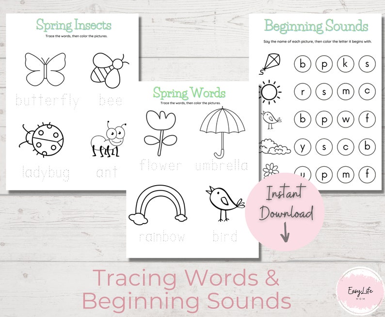 Spring Activity Bundle Preschool Activities Prek Worksheets - Etsy