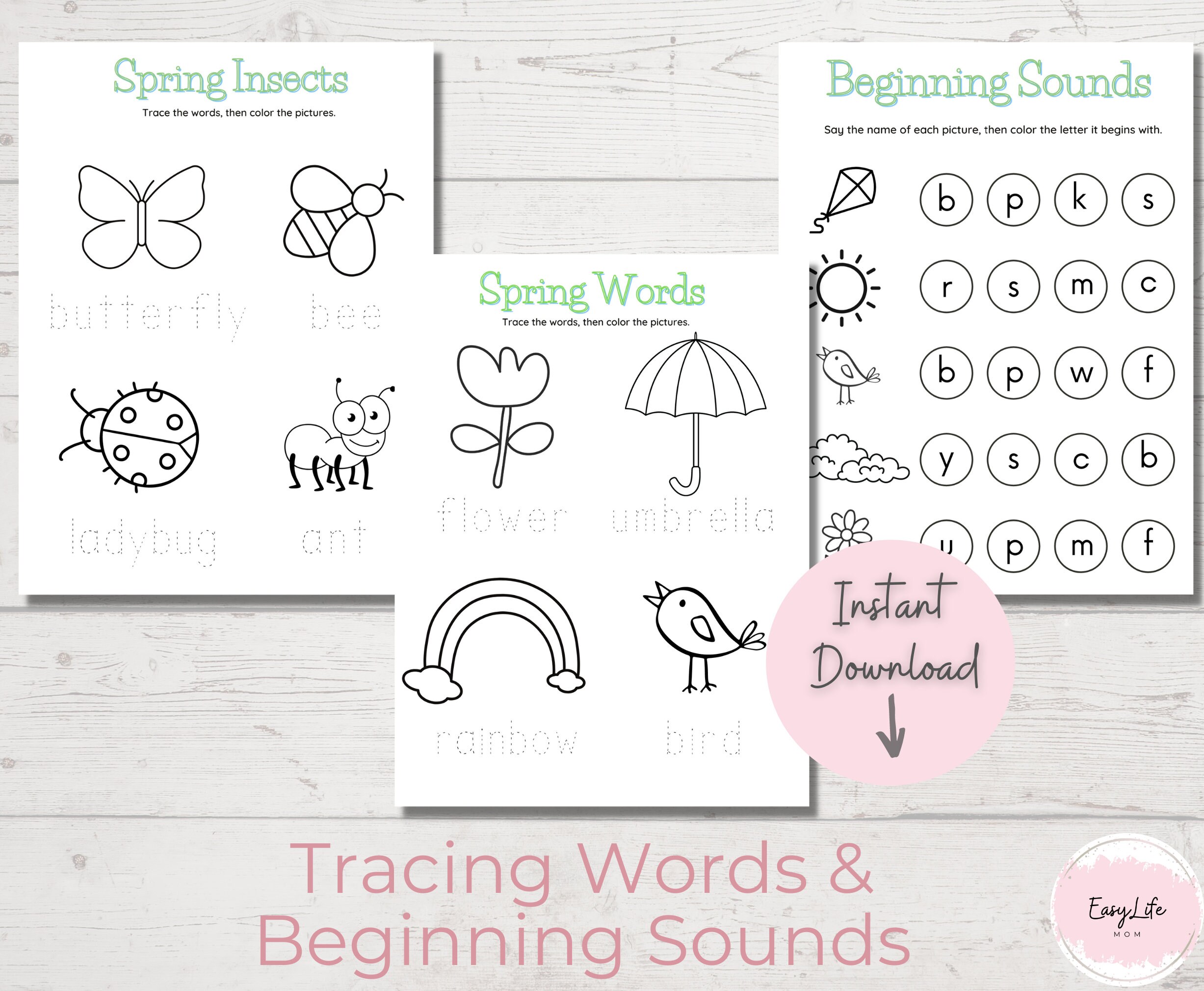 Spring Activity Bundle Preschool Activities Prek Worksheets - Etsy