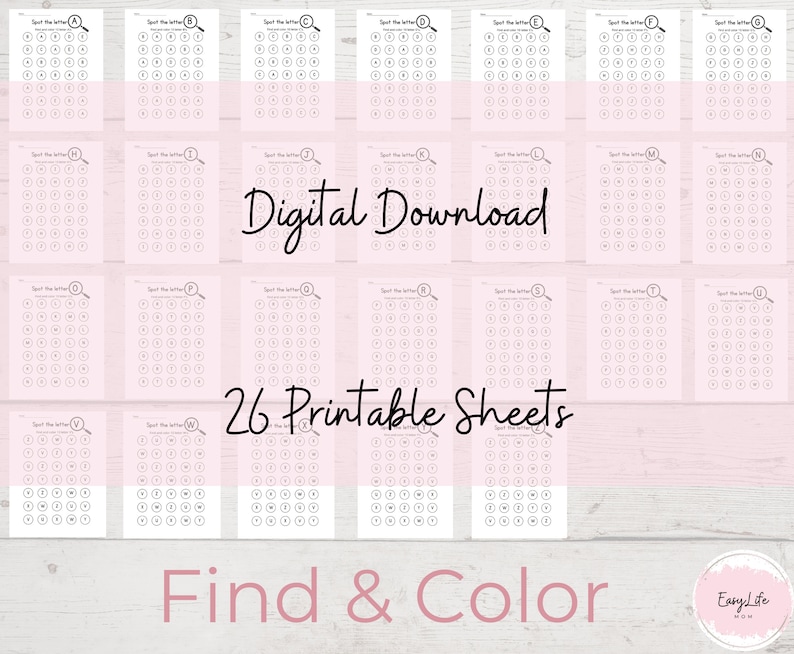 26 Spot the Letter Printables-uppercase, Pre-k Worksheets, Preschool ...