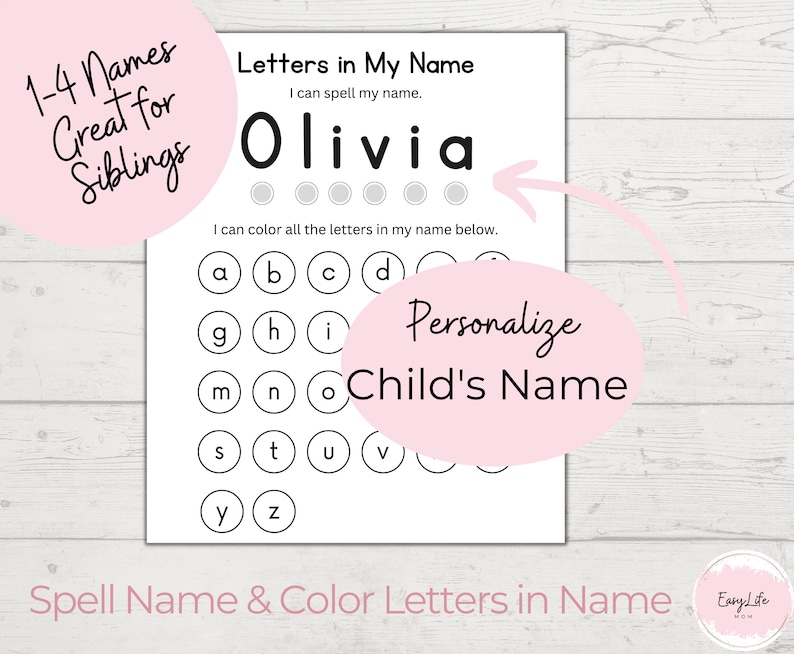 Letters in My Name, up to 4 Names! Custom Name Practice, Name Practice ...