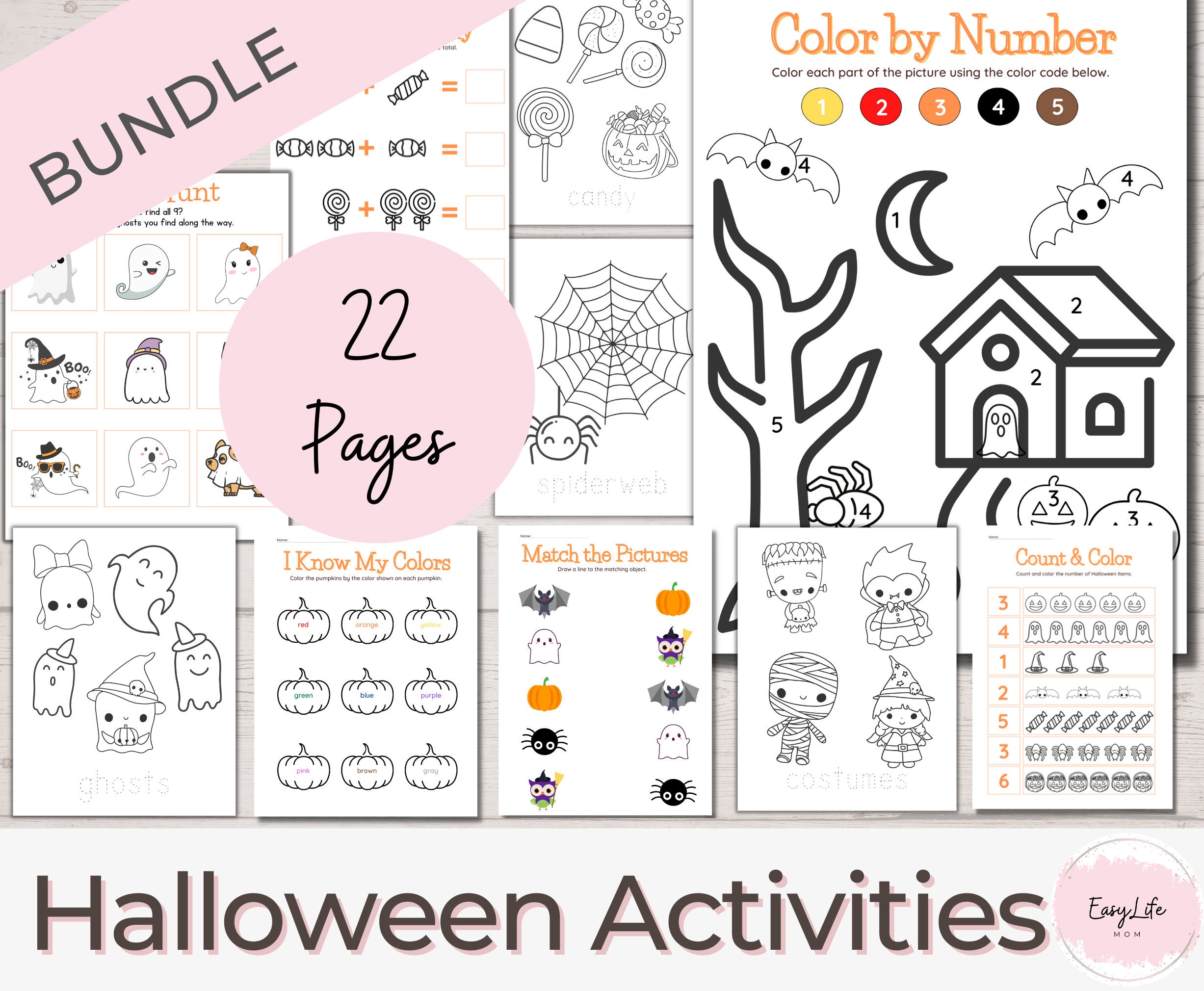 Halloween Activity Bundle, Cute Halloween Activity Pages, Preschool ...