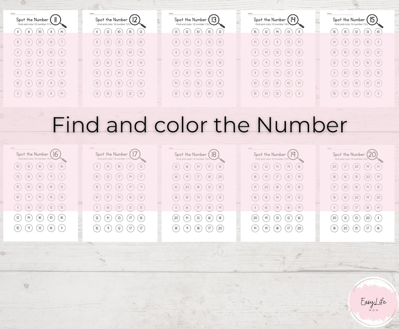 Spot the Number Printables: Pre-k Learning Activity (PDF) - Etsy