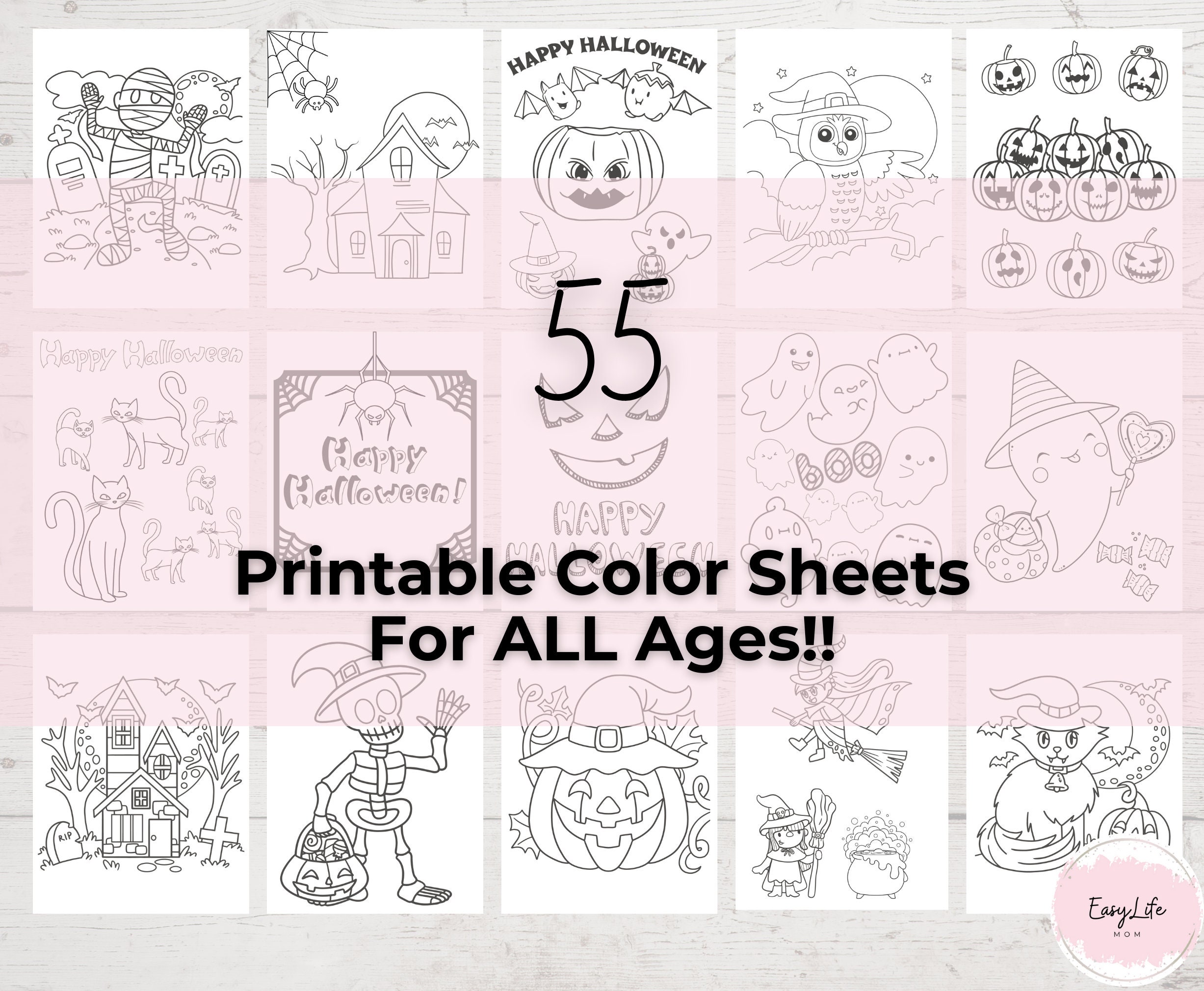 Halloween Coloring Book: 55 Printable Pages for Kids (PDF) - Etsy