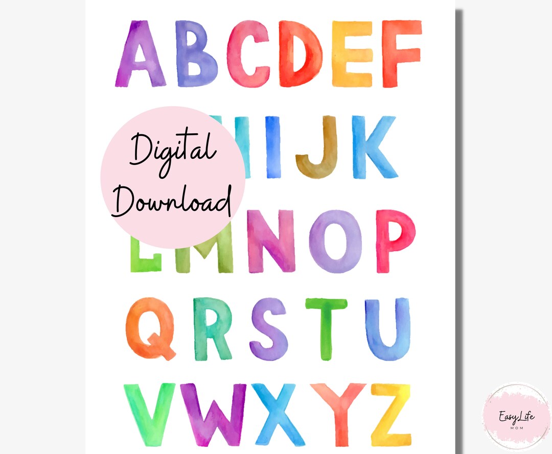Rainbow Alphabet Print, Nursery Decor, Nursery Wall Art, Toddler ...