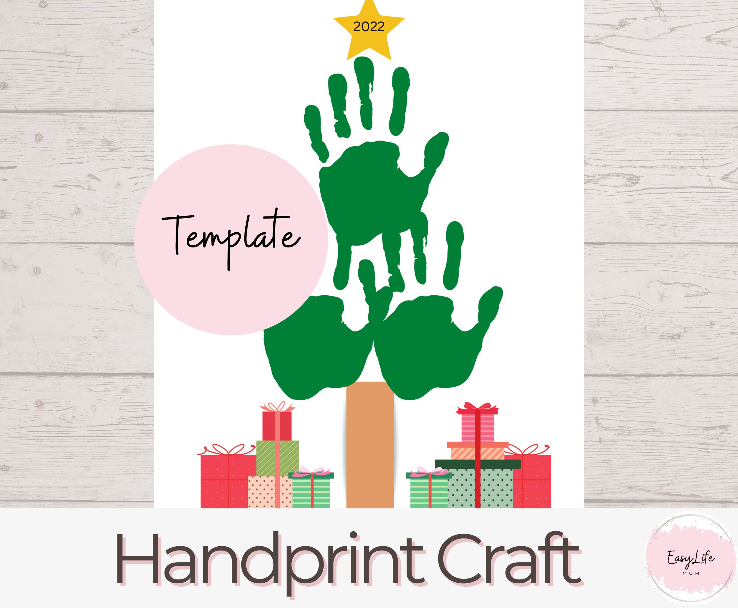 Christmas Tree Handprint Craft, DIY Christmas Craft, Printable ...