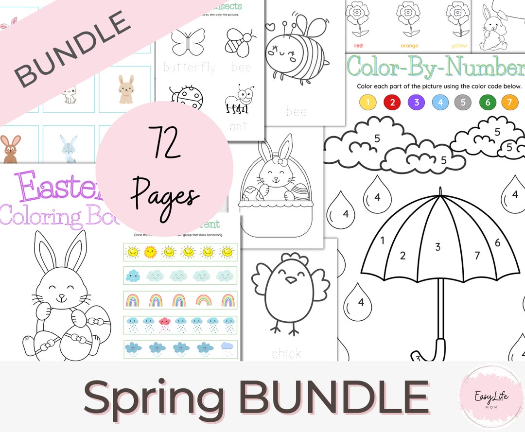 Spring Activity Bundle, 72 Pages of Spring Activities & Coloring ...