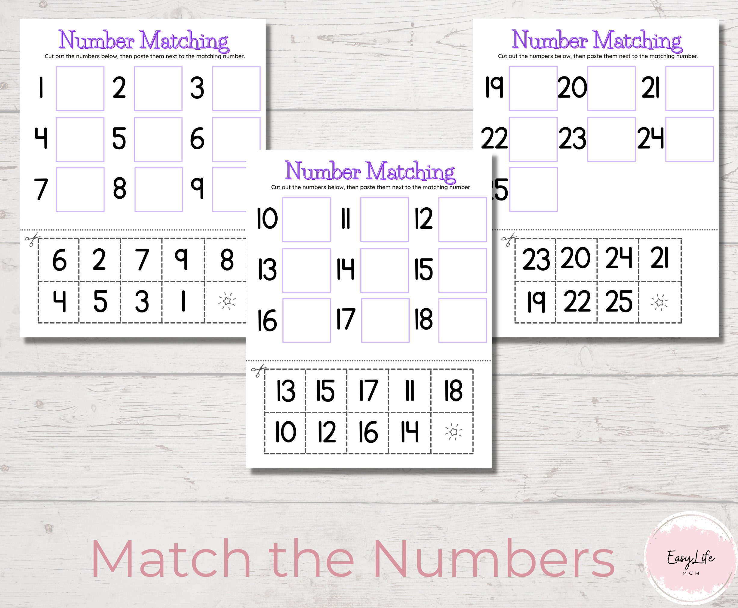 Preschool Matching Worksheet: Cut & Paste Learning Activities (PDF) - Etsy