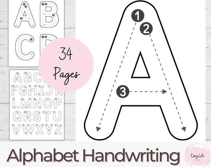 26 Printable Alphabet Letter Tracing Worksheets, Prek Worksheets ...