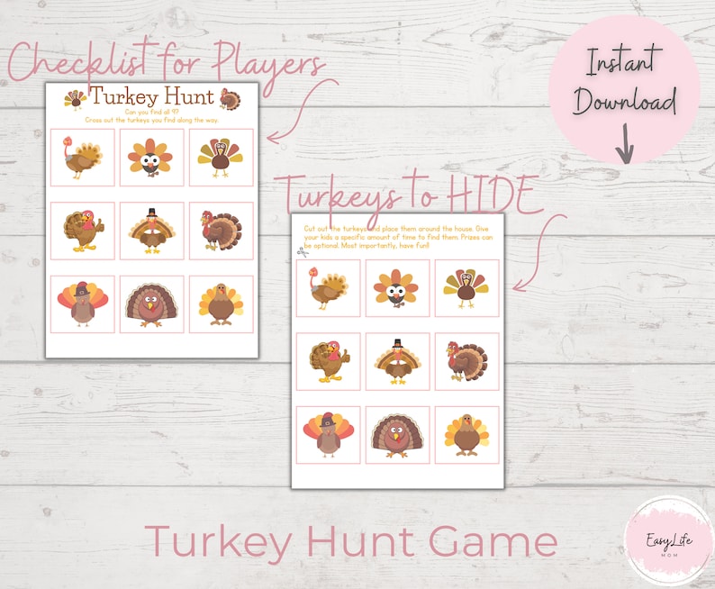 Thanksgiving Activity Bundle: Preschool Worksheets, Turkey Hunt (PDF ...