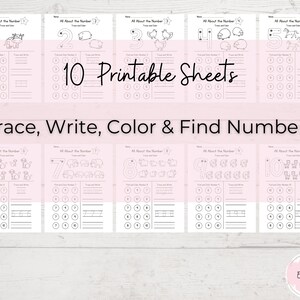 Kindergarten Number Worksheets: Trace, Write, Color (PDF Download) - Etsy
