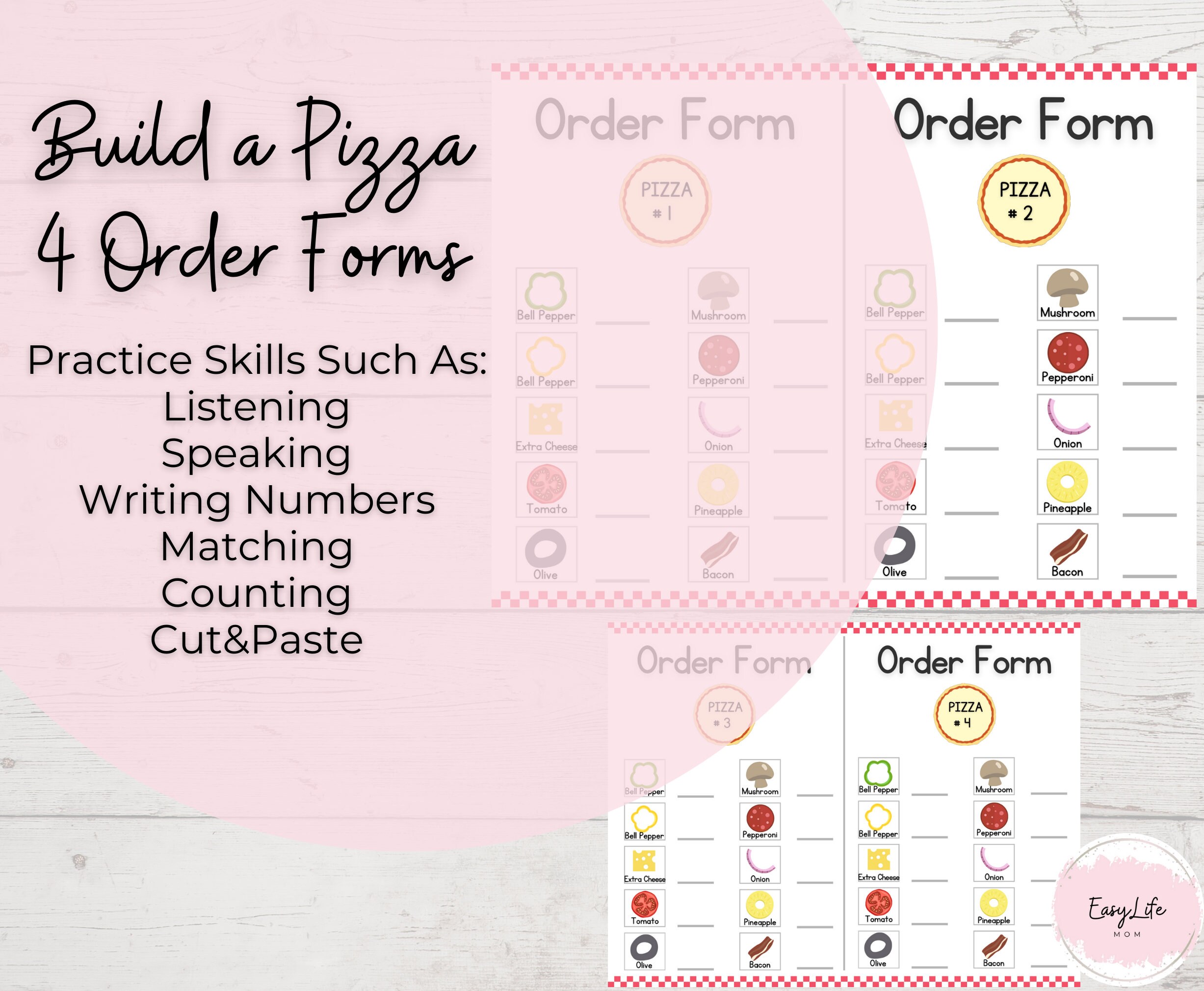 Build Your Own Pizza, Printable Pizza Activity, Pretend Play, Preschool ...