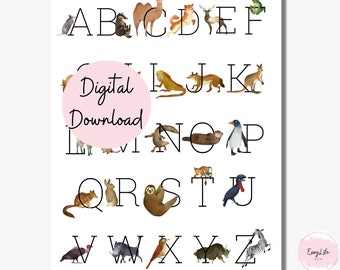 Alphabet Poster Printable Wall Art ABC Poster Alphabet - Etsy