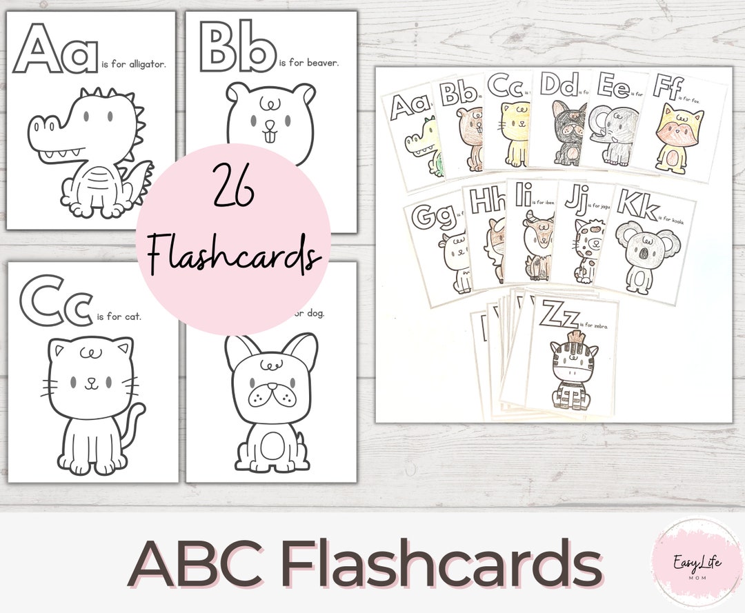 Alphabet Flashcards, ABC Flashcards, Digital Download, Printable ...