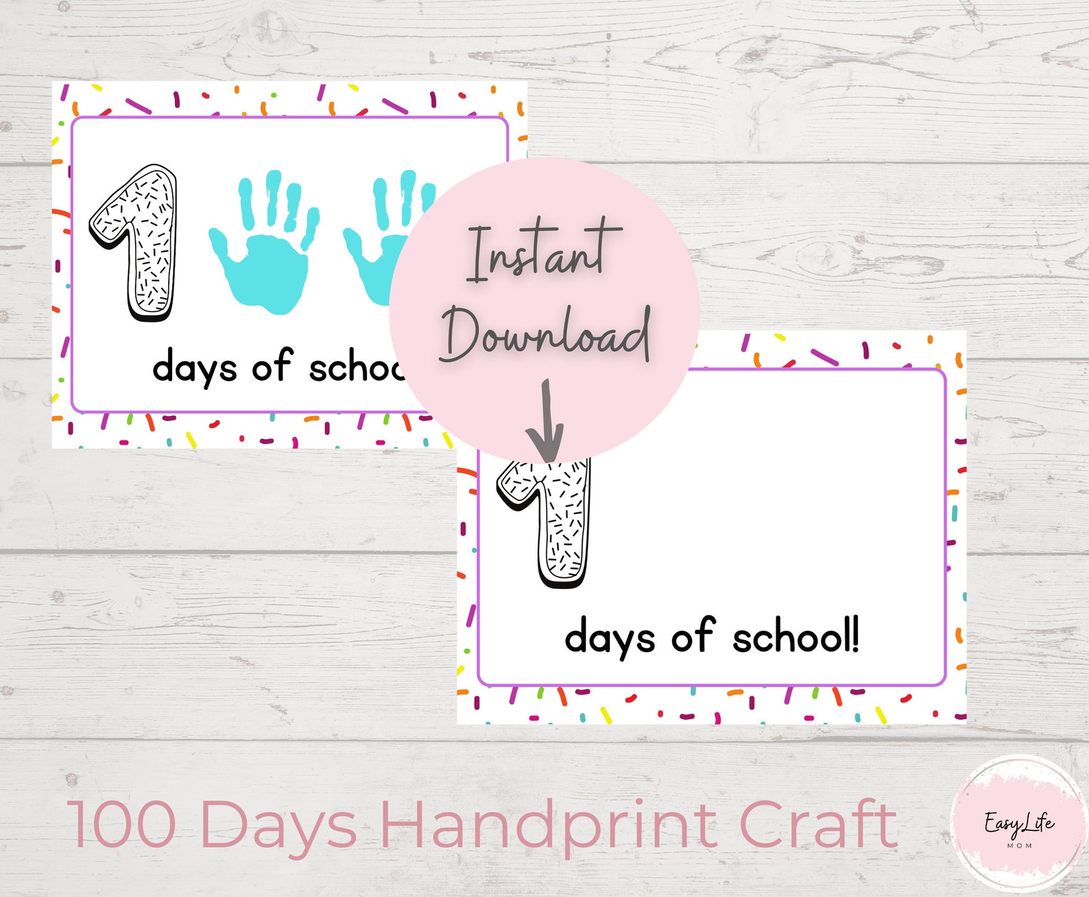 100 Days of School Handprint Craft, Printable Activity, Handprint ...