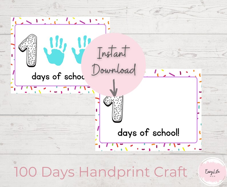 100 Days of School Handprint Craft, Printable Activity, Handprint ...