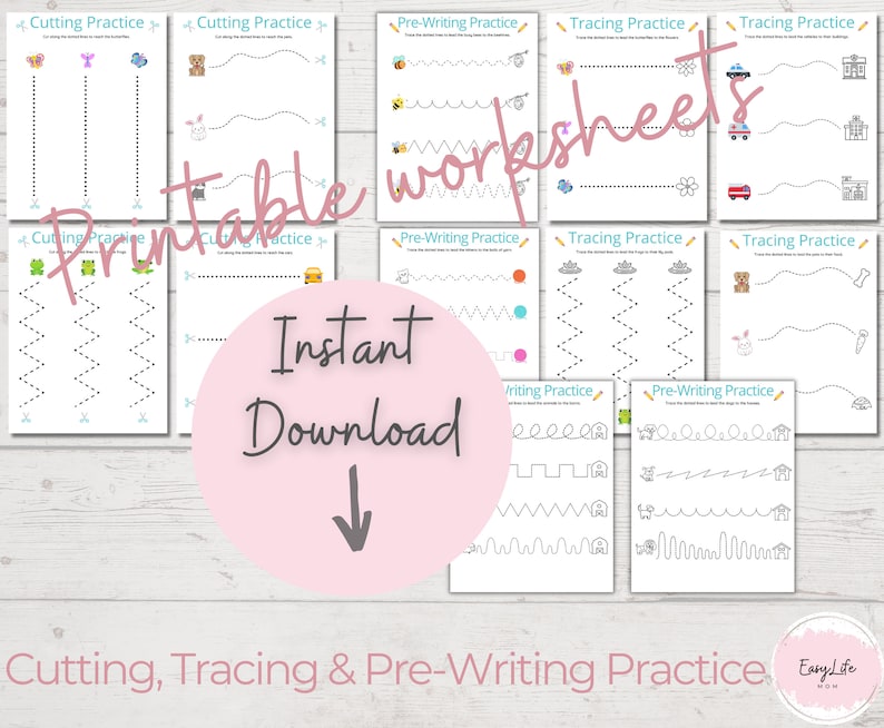 Cutting & Tracing Practice, Cutting Skills Practice, Line Tracing ...