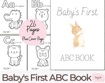 ABC Coloring Book Baby Shower, Custom Alphabet Coloring Pages Woodland ...