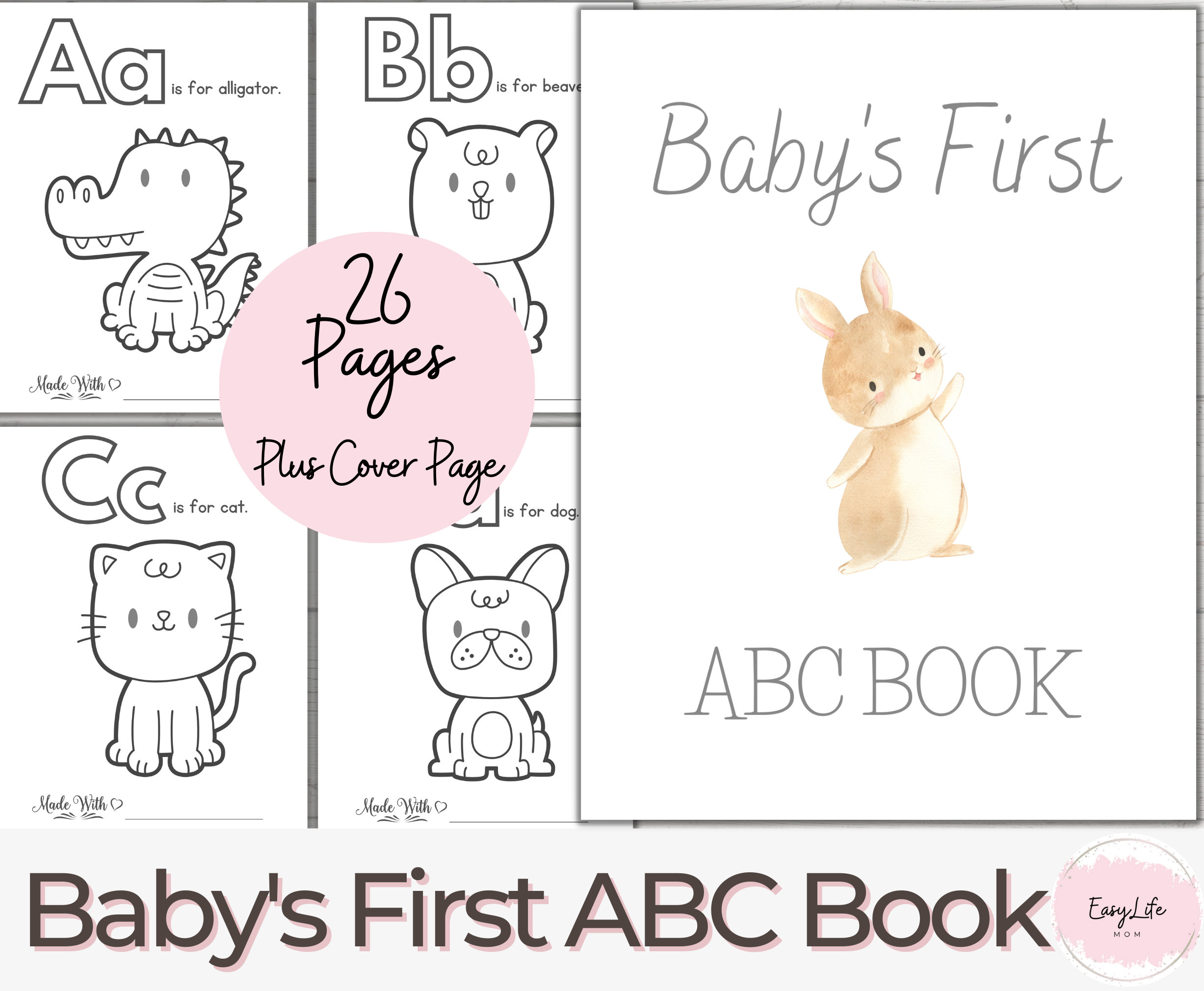 Baby's First ABC Book, Baby Shower Alphabet Book, Baby Shower Game ...