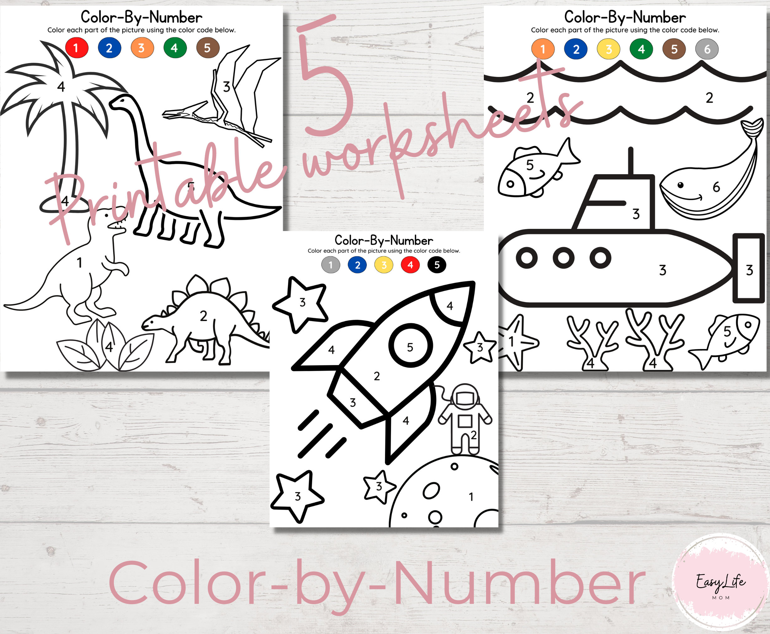 Color by Number Kids, Preschool, Prek Worksheet, Homeschool Printable ...