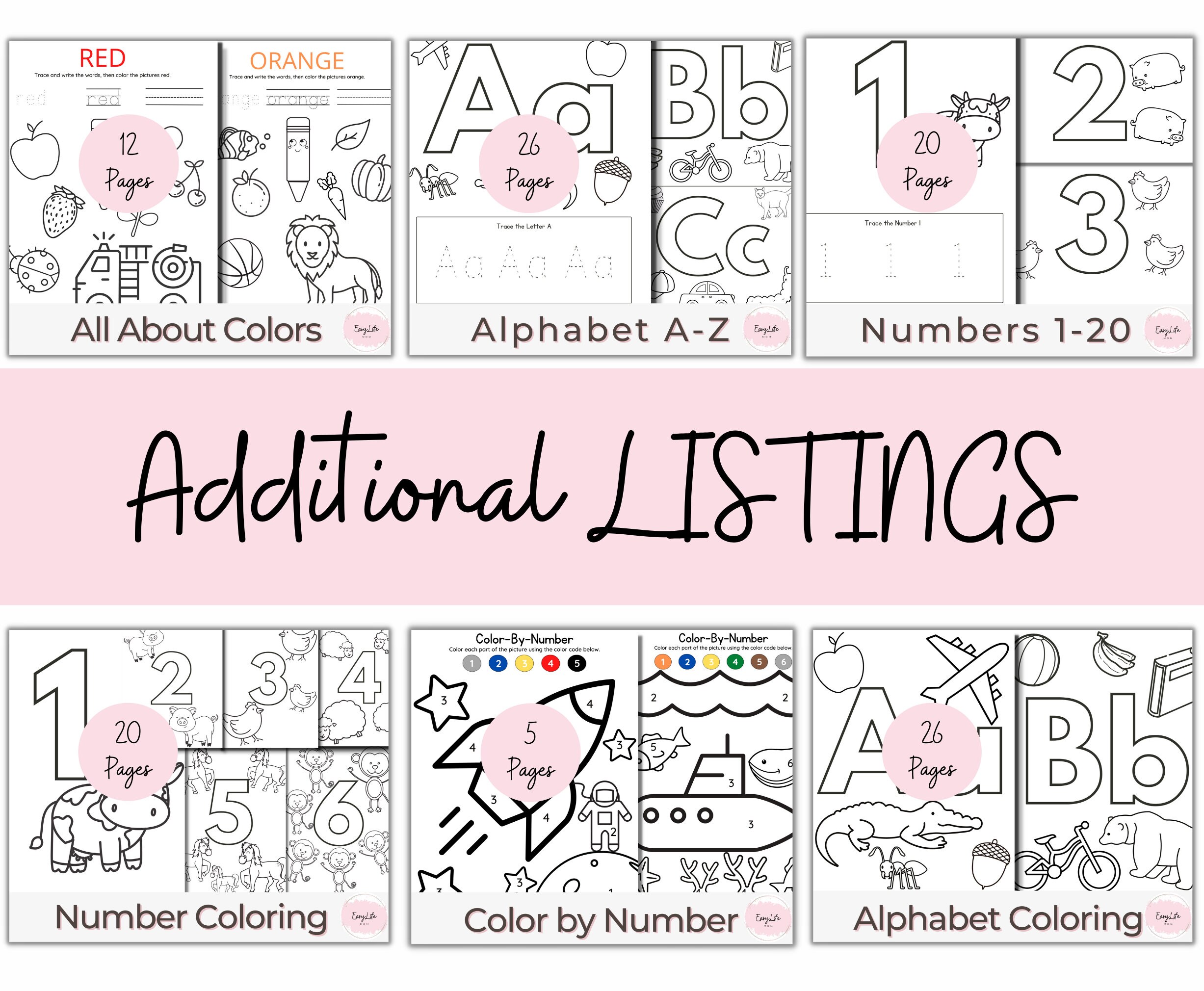 46 Alphabet & Number Coloring Pages Coloring Book Coloring - Etsy Canada