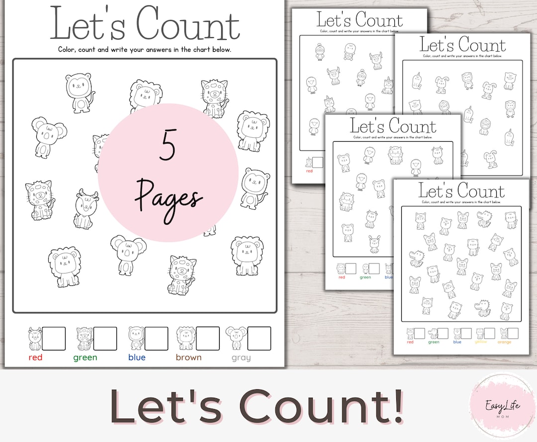 Let's Count and Color, Preschool, Prek Worksheets, Homeschool Printable ...
