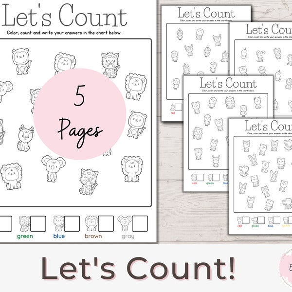 Counting Coloring Pages Printable - Etsy