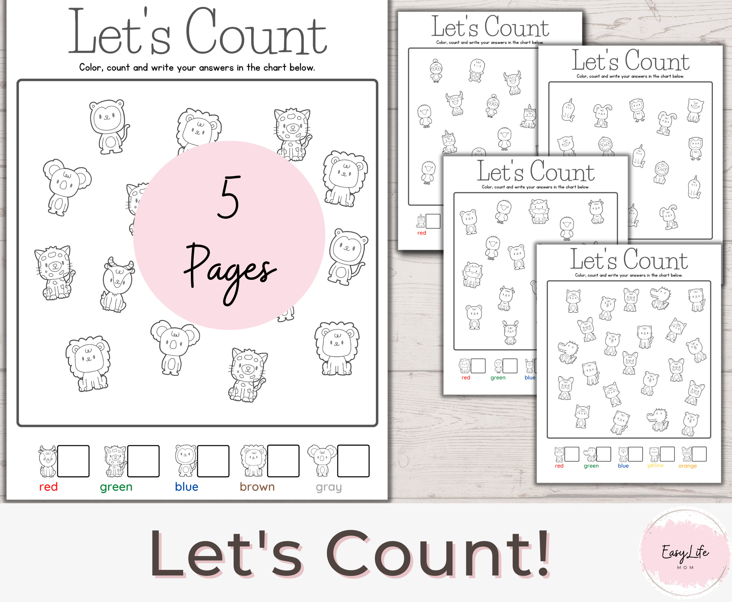 Let's Count and Color, Preschool, Prek Worksheets, Homeschool Printable ...