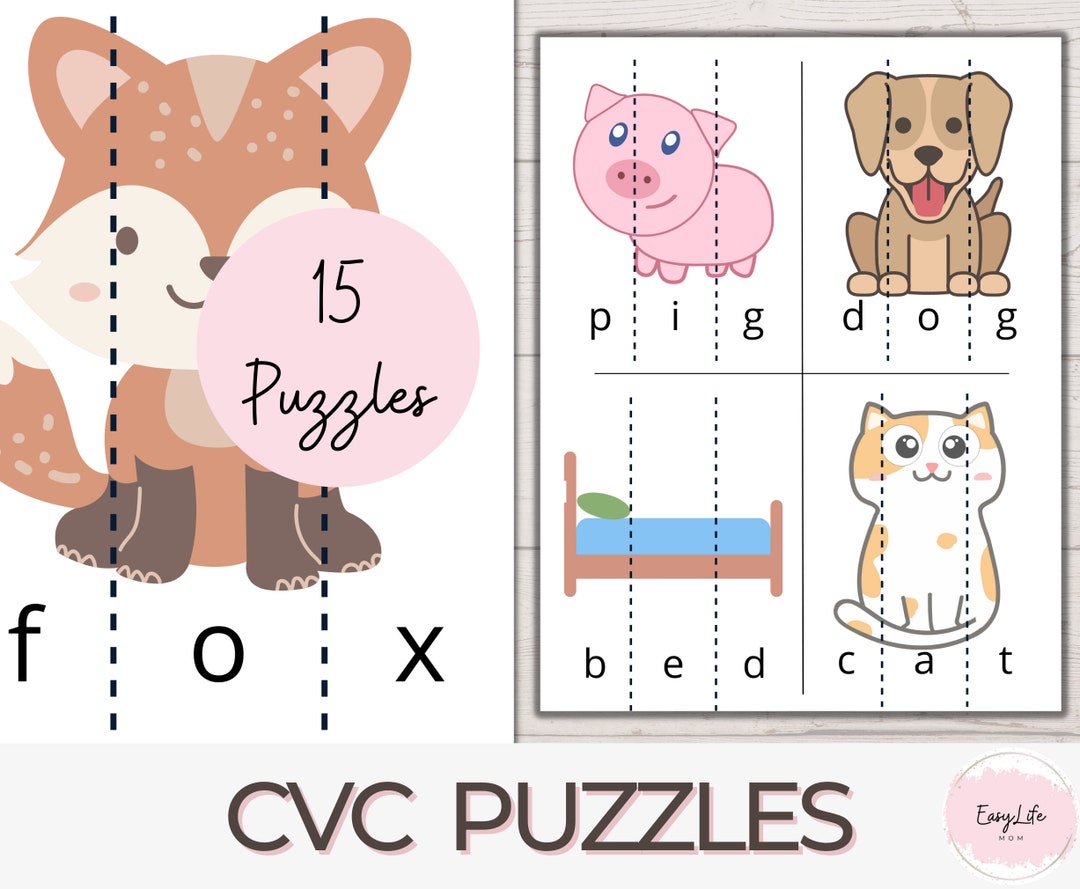 CVC Word Puzzle: 15 Printable Word Family Activities (PDF) - Etsy Australia