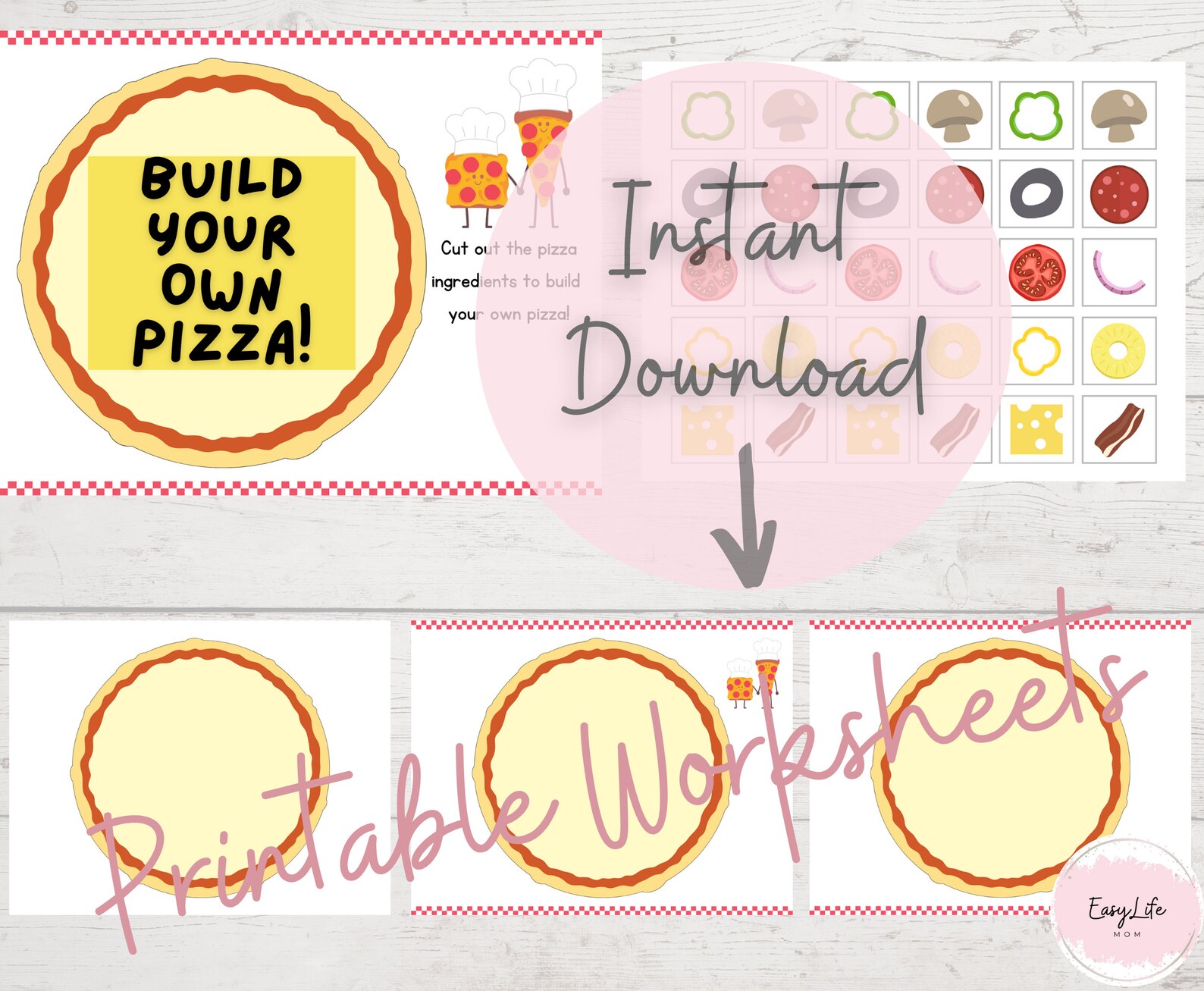 Build Your Own Pizza, Printable Pizza Activity, Pretend Play, Preschool ...