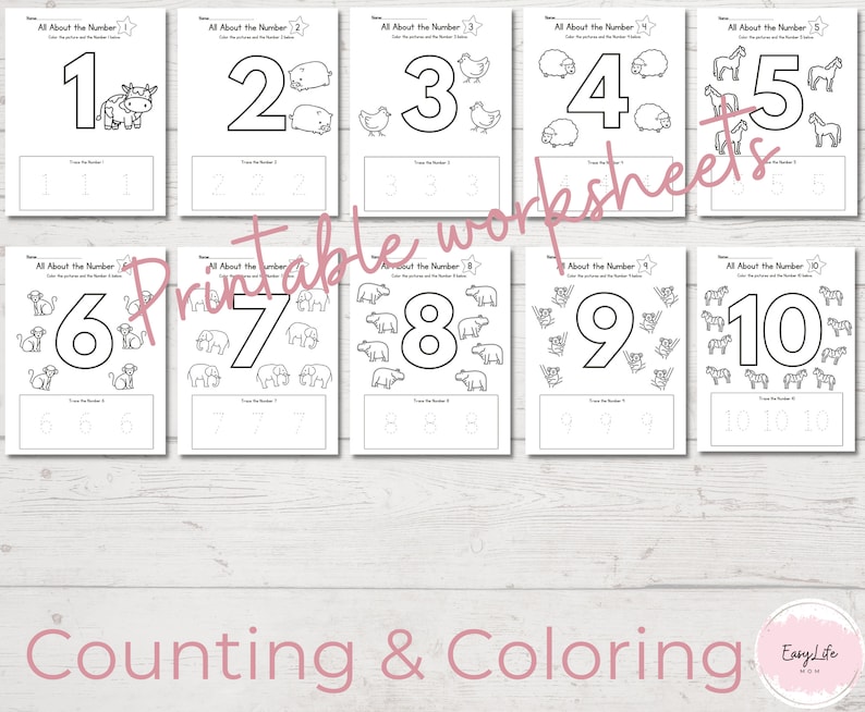 Numbers 1-20 Worksheets: Coloring & Tracing Pages (PDF) - Etsy