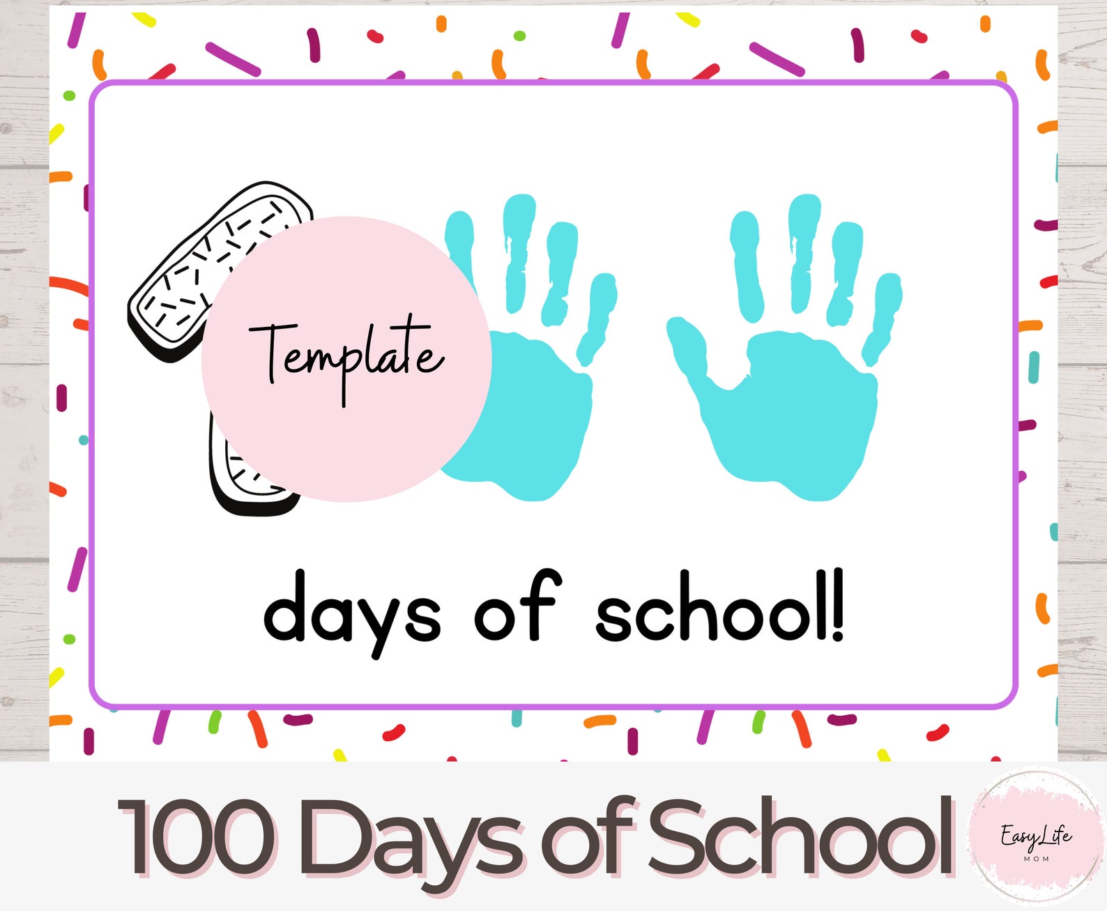 100 Days of School Handprint Craft, Printable Activity, Handprint ...