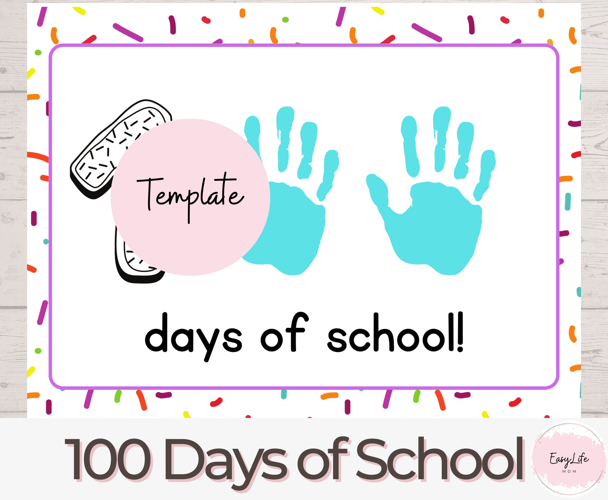 100 Days of School Handprint Craft, Printable Activity, Handprint ...