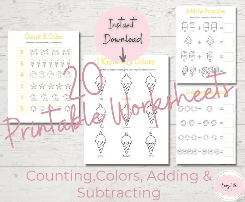 Summer Activity Bundle: Preschool Learning Worksheets (PDF) - Etsy