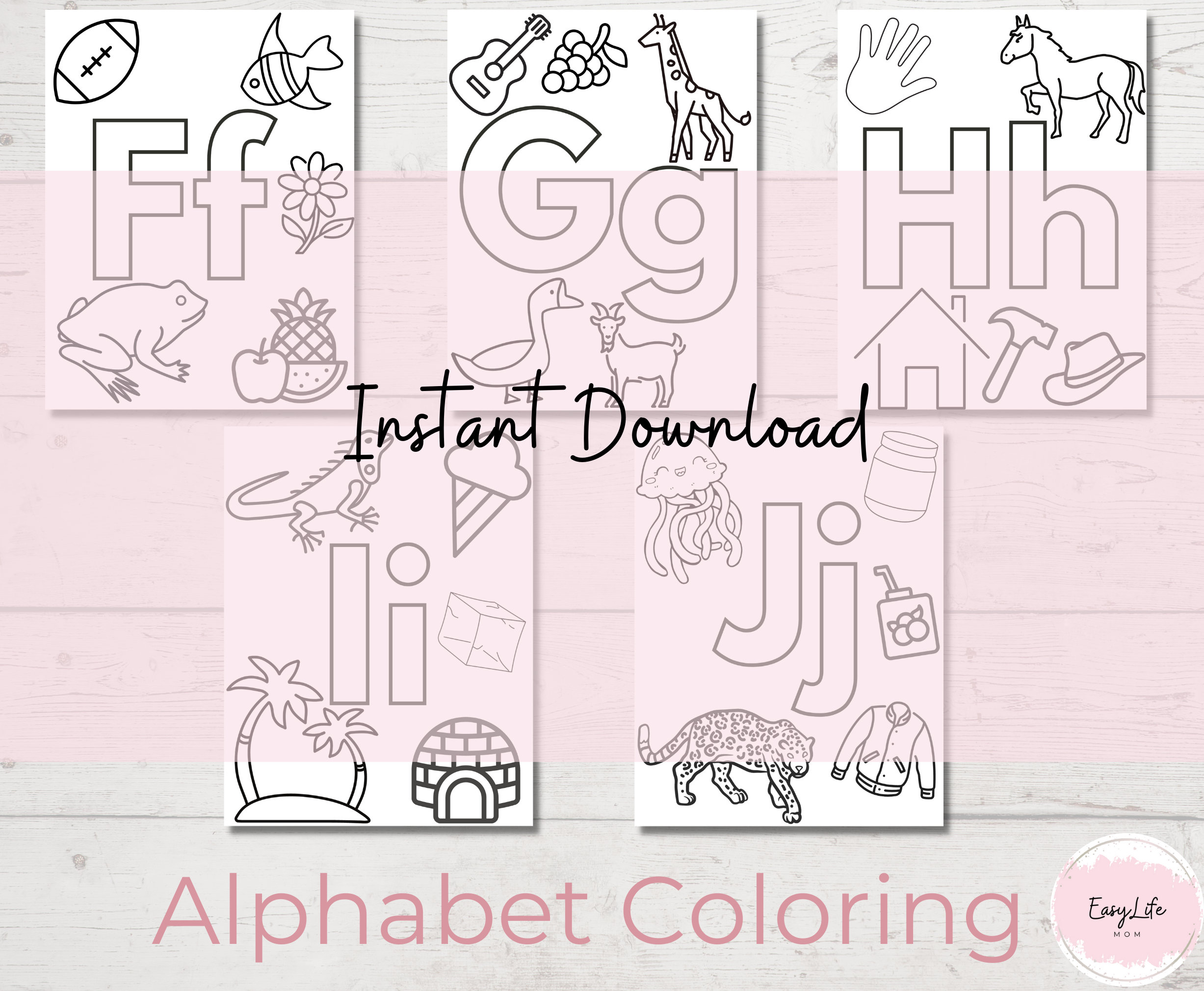 Alphabet Coloring Pages: 26 ABC Printables (PDF Download) - Etsy