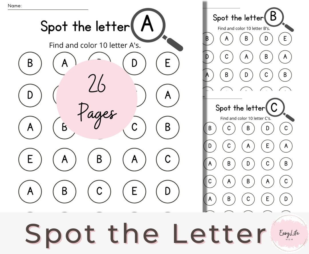 26 Spot the Letter Printables-uppercase, Pre-k Worksheets, Preschool ...