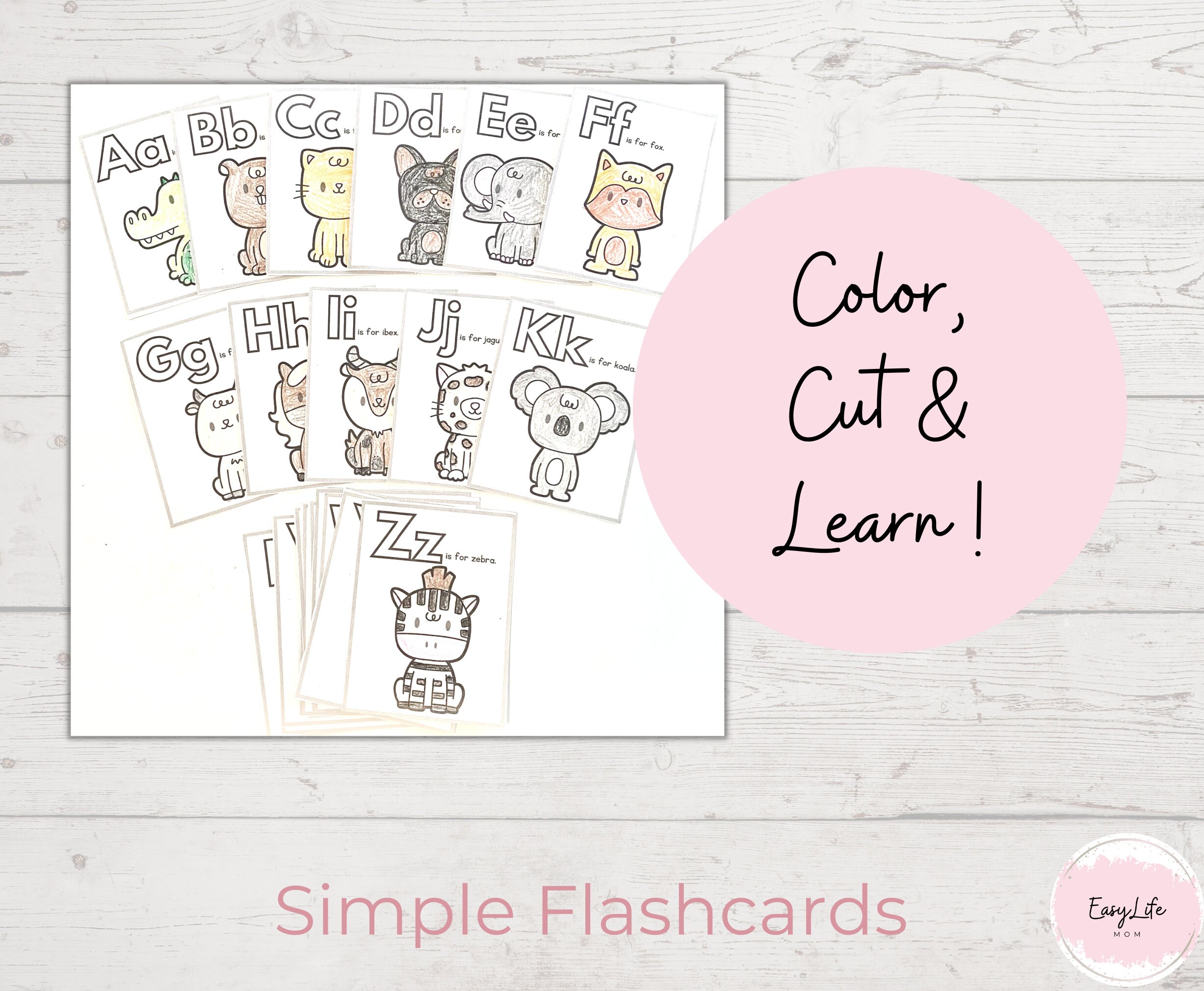 Alphabet Flashcards, ABC Flashcards, Digital Download, Printable ...
