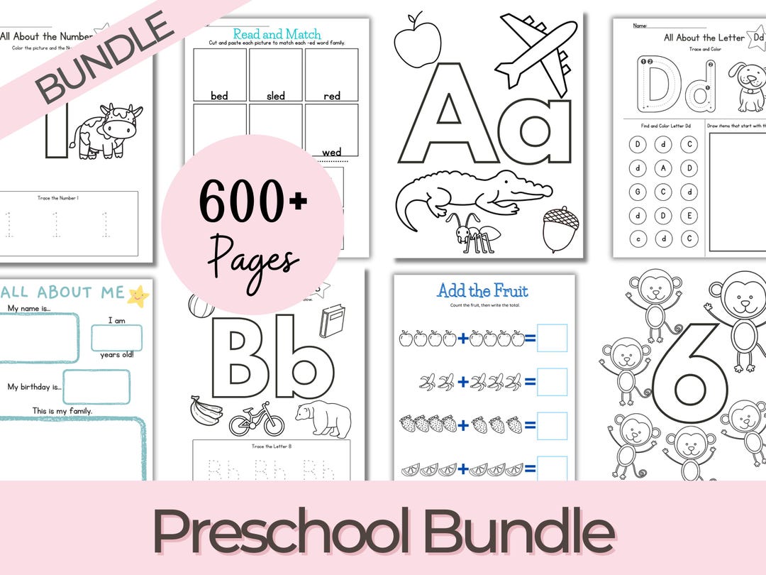 Mega Preschool Worksheets Bundle, Prek Alphabet and Numbers, Preschool ...