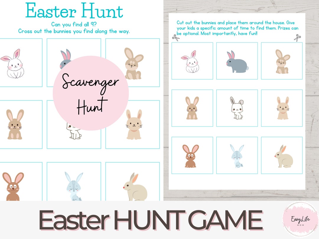 Easter Bunny Scavenger Hunt Game: Printable Kids Activity (PDF) - Etsy