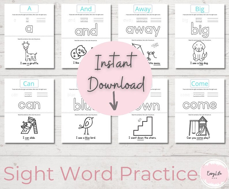 40 Printable Sight Words Dolch Sight Words Preschool Sight | Etsy