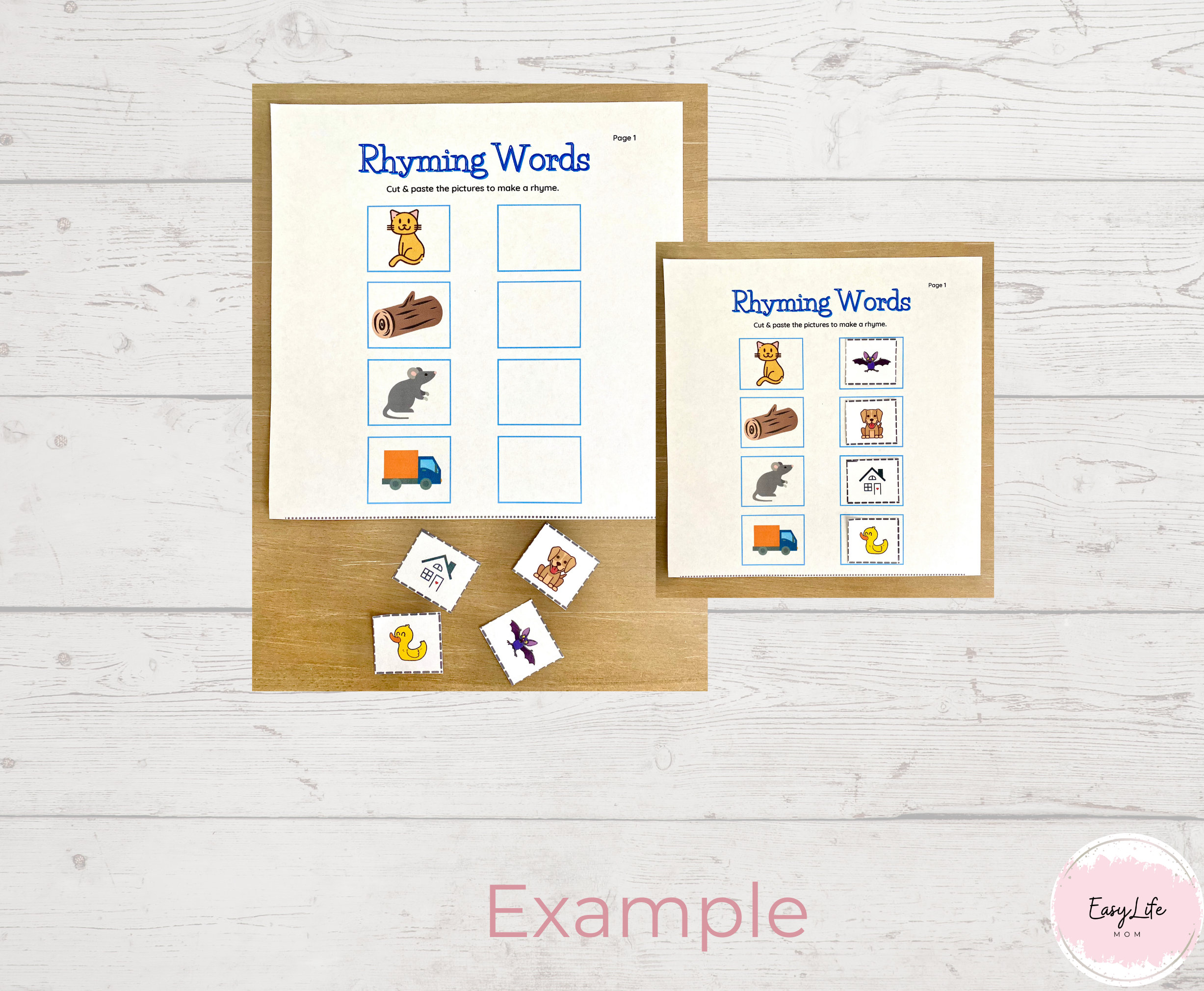 Rhyming Words Worksheets, Preschool, Prek Worksheets, Homeschool ...