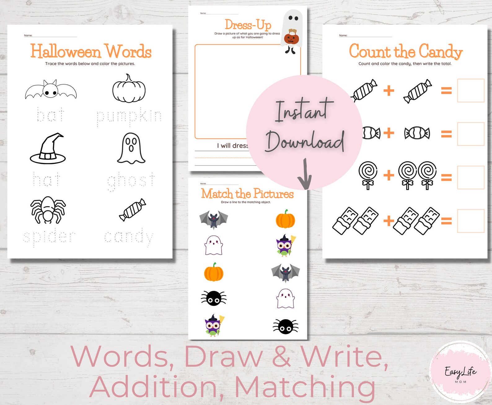 Halloween Activity Bundle Preschool Prek Worksheets - Etsy