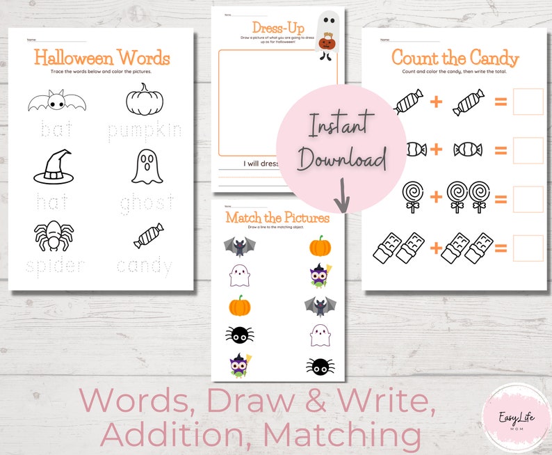 Halloween Activity Bundle Preschool Prek Worksheets - Etsy
