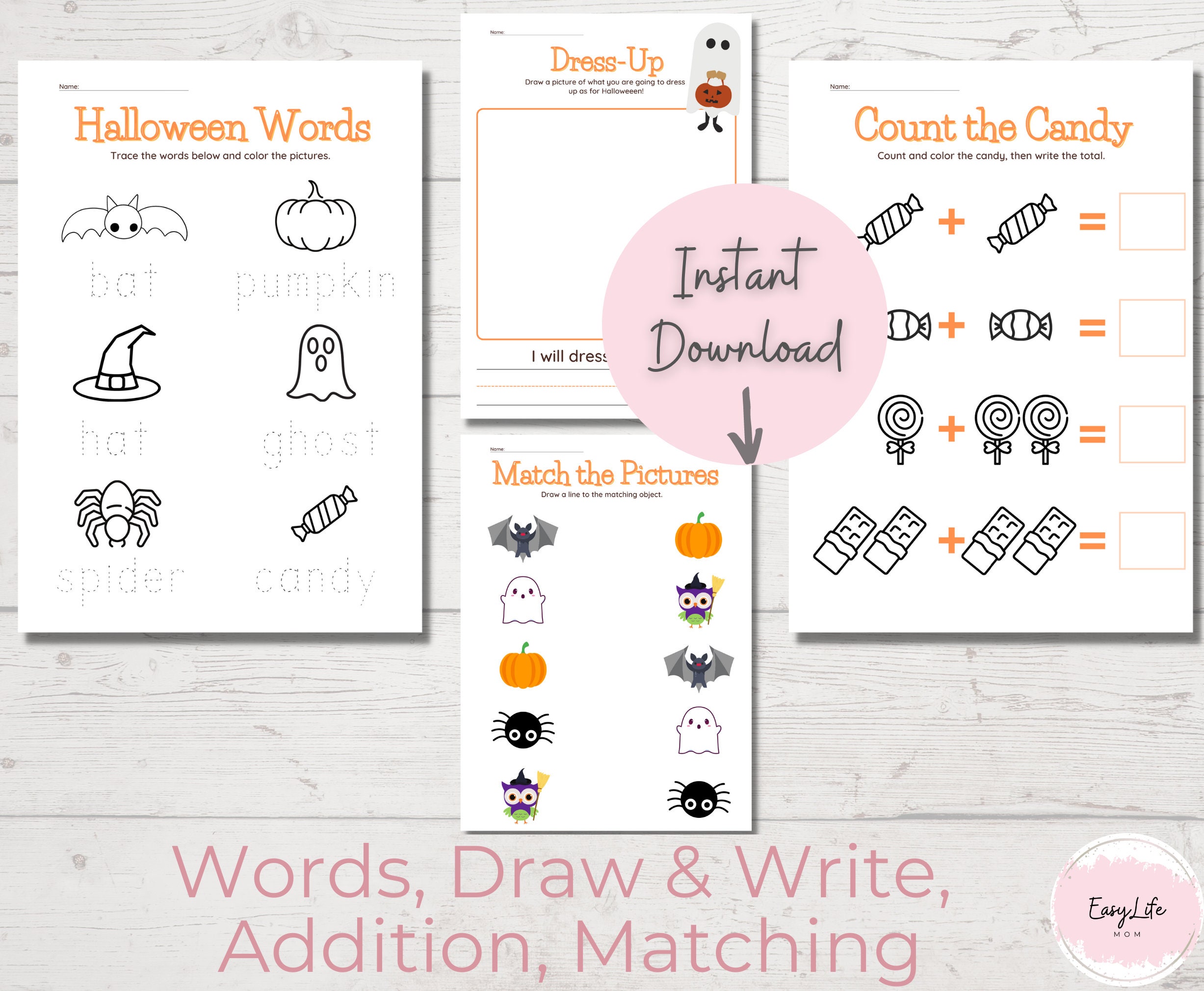 Halloween Activity Bundle, Preschool, Prek Worksheets, Homeschool ...
