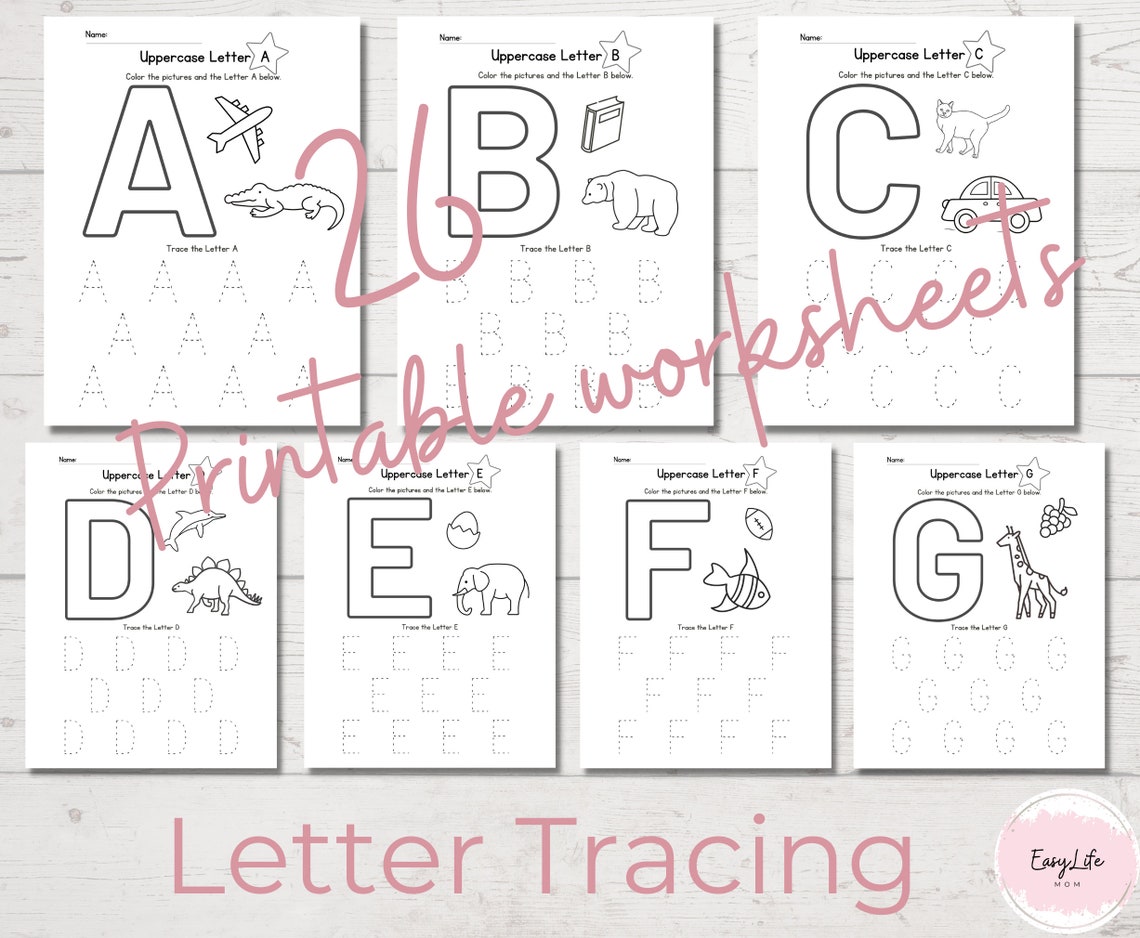 Alphabet Letter Tracing Worksheets: Prek-vpk Homeschool (PDF Pattern ...