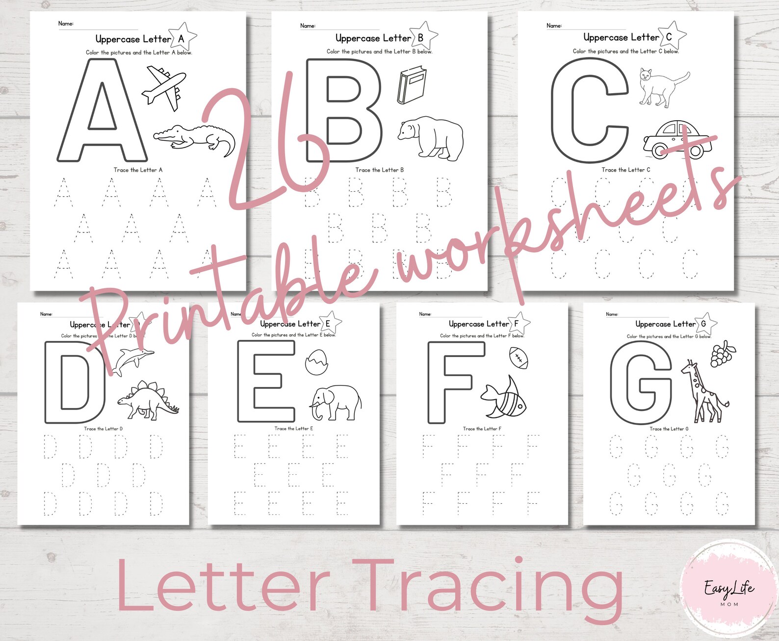 Alphabet Letter Tracing Worksheets: Prek-vpk Homeschool (PDF Pattern ...