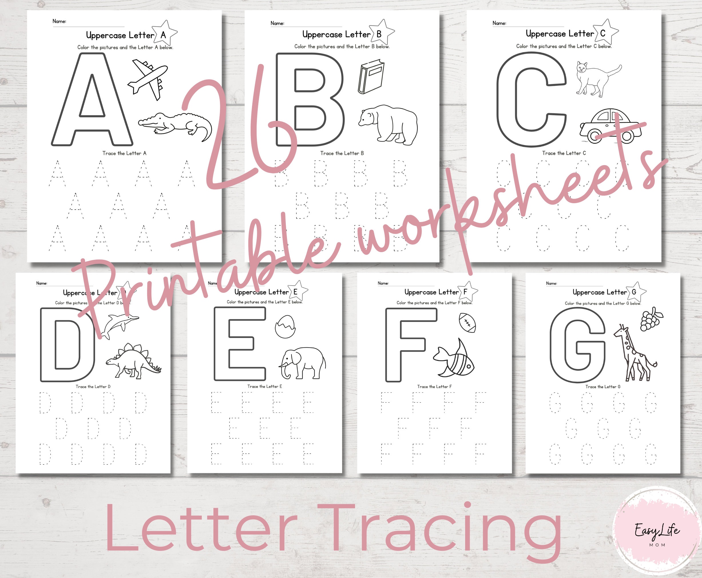 Alphabet Letter Tracing Worksheets: Prek-vpk Homeschool (PDF Pattern ...