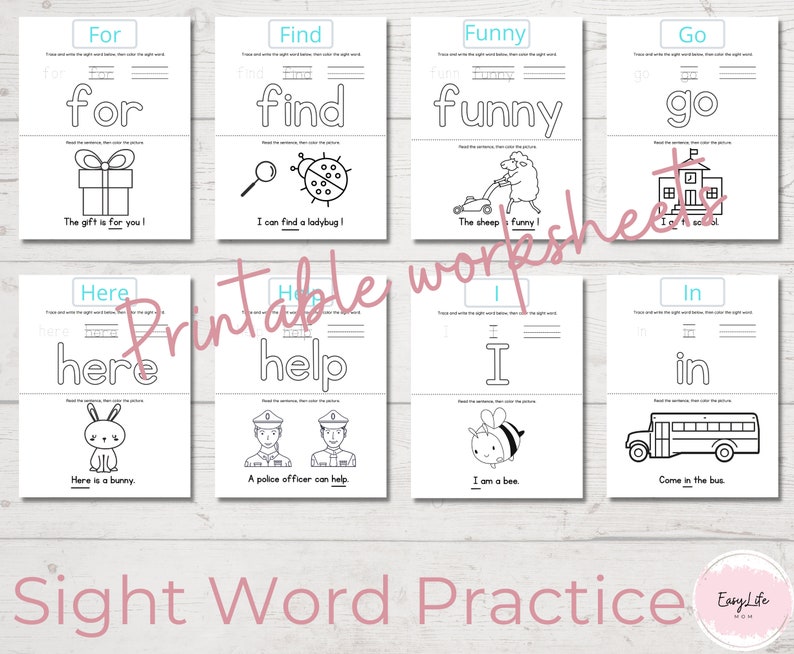 40 Printable Sight Words Dolch Sight Words Preschool Sight | Etsy