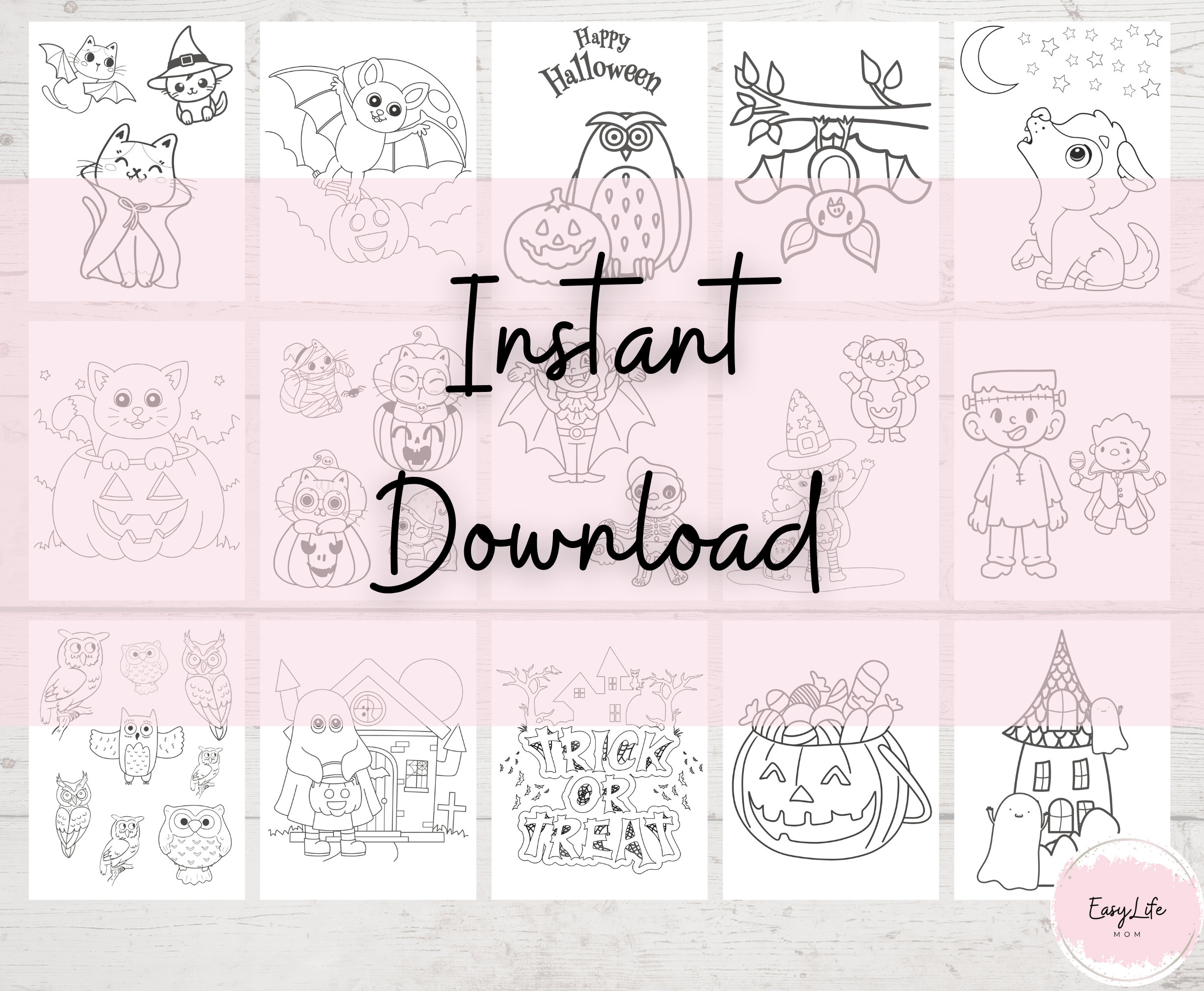Halloween Coloring Book: 55 Printable Pages for Kids (PDF) - Etsy
