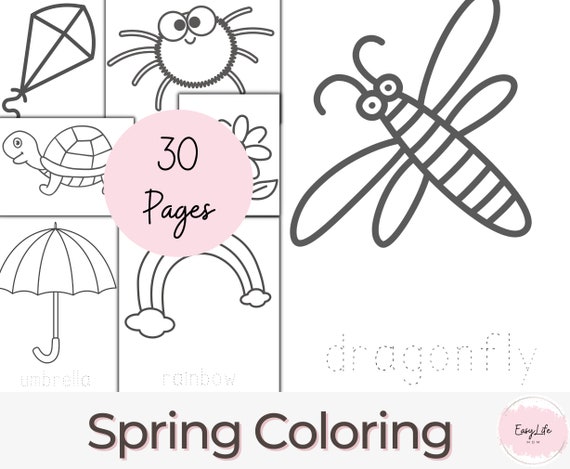Spring Coloring Pages 30 Printable Simple Coloring Pages - Etsy