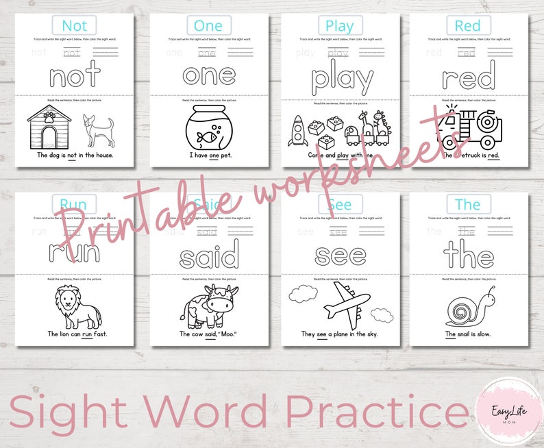40 Printable Sight Words Dolch Sight Words Preschool Sight - Etsy